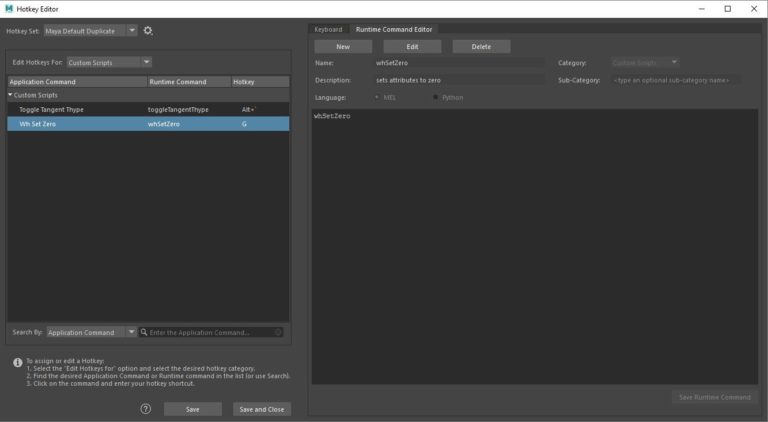 Reset channels to zero in Maya with a hotkey and WH Set Zero script ...